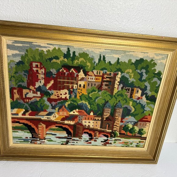 Vintage | Wall Decor | Vintage Embroidered Picture Crossstitch Europe ...
